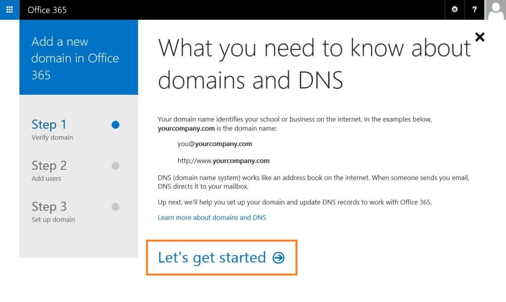 Office 365 Manage New Domain
